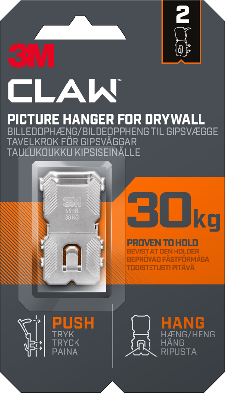 Claw Hook til gipsvegg, 30 kg, 2 kroker | Elite Foto